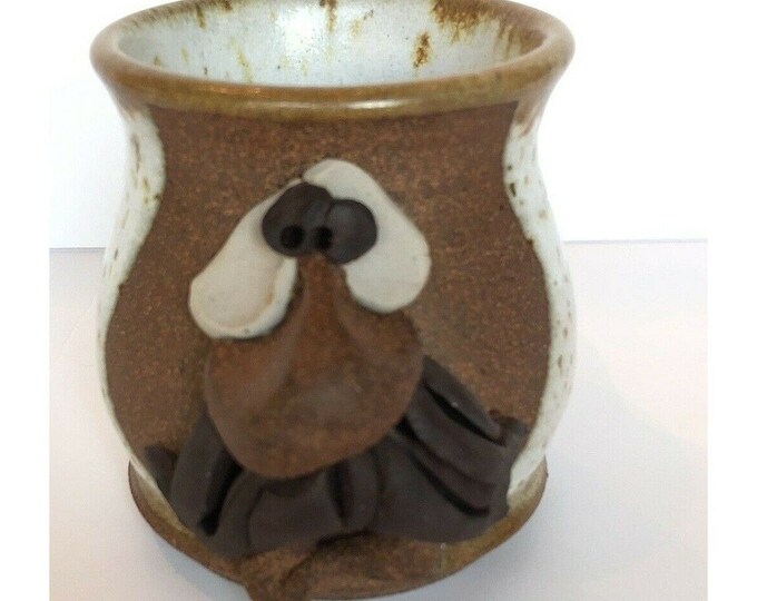 Vintage Mug Ugly Funny Face Mahon Signed MMS Stoneware Pottery Mustache ...