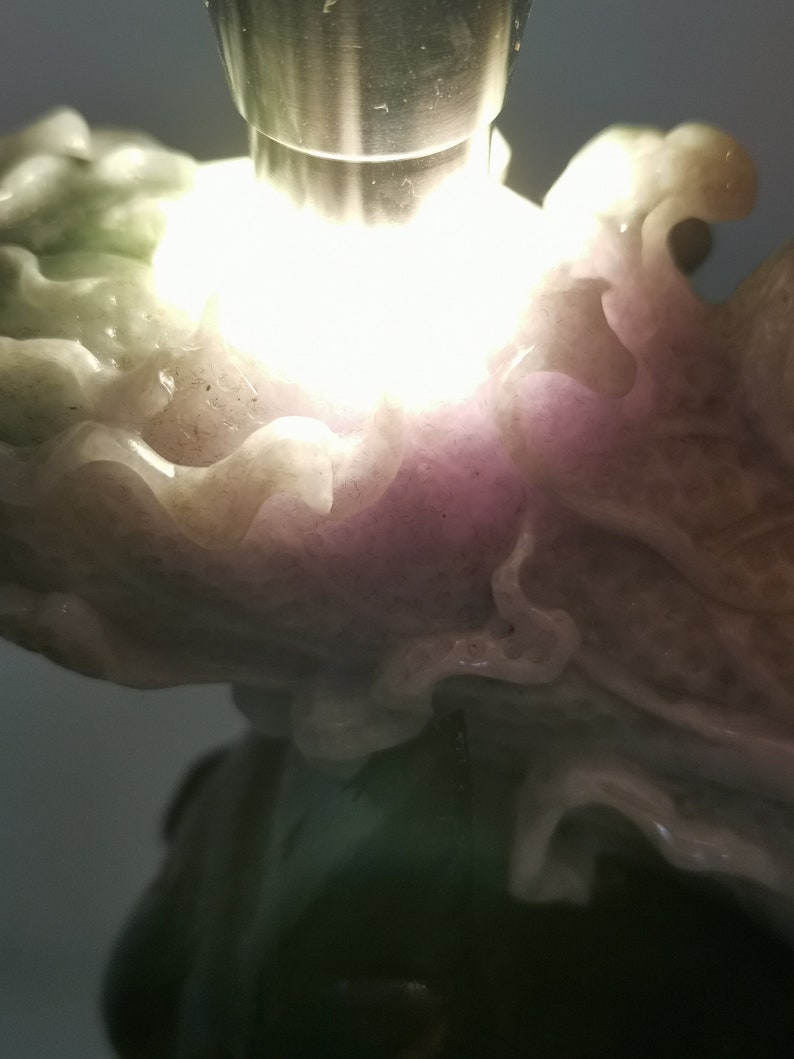 Icy Ice Multi Color Burma Jadeite Jade Cabbage Ornament/精雕冰春彩百财白菜天然缅甸翡翠 ...