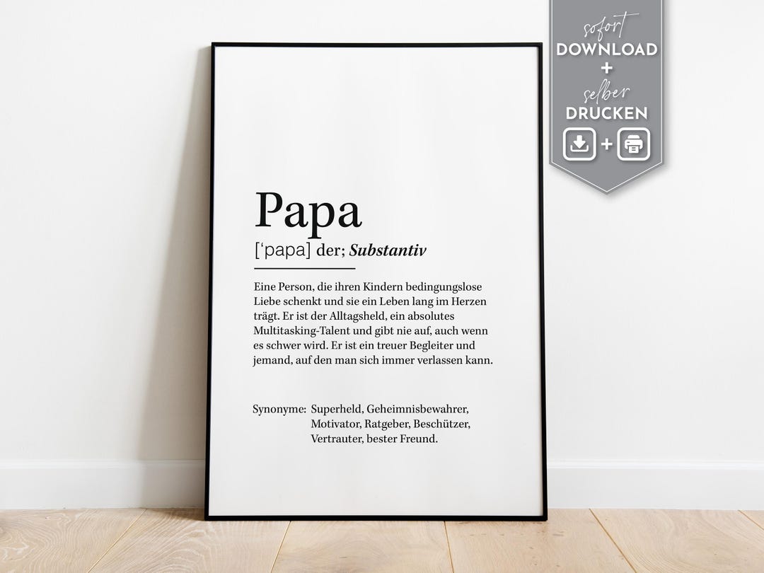 DEFINITION "papa" | Poster, Picture, Mural, Art Print | Father's Day ...