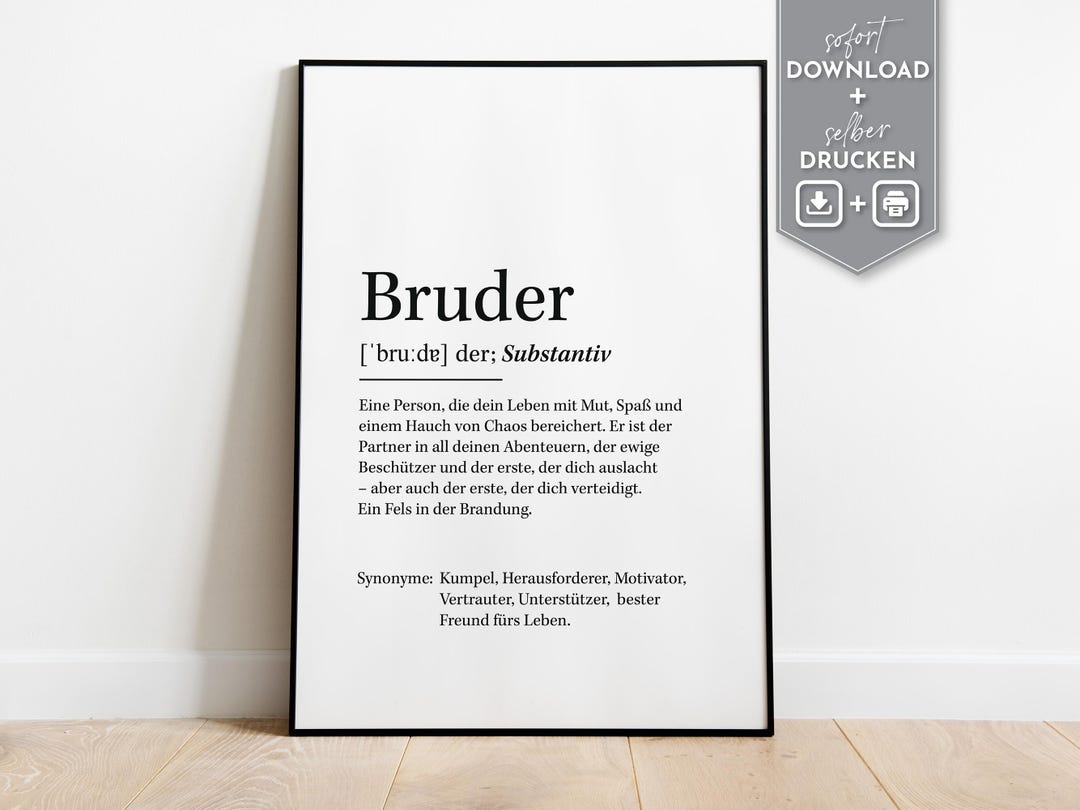 DEFINITION "brother" | Poster, Picture, Mural, Art Print | Birthday ...