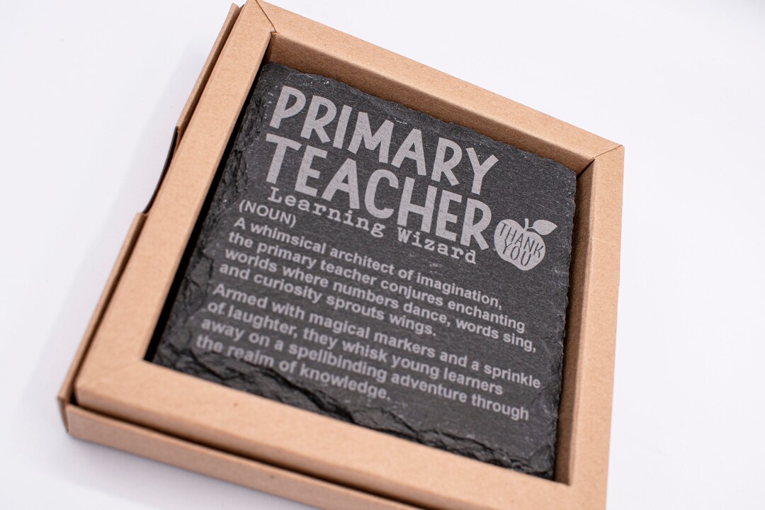 Primary School Teacher Gift, Slate Coaster With Eco Gift Box, School ...