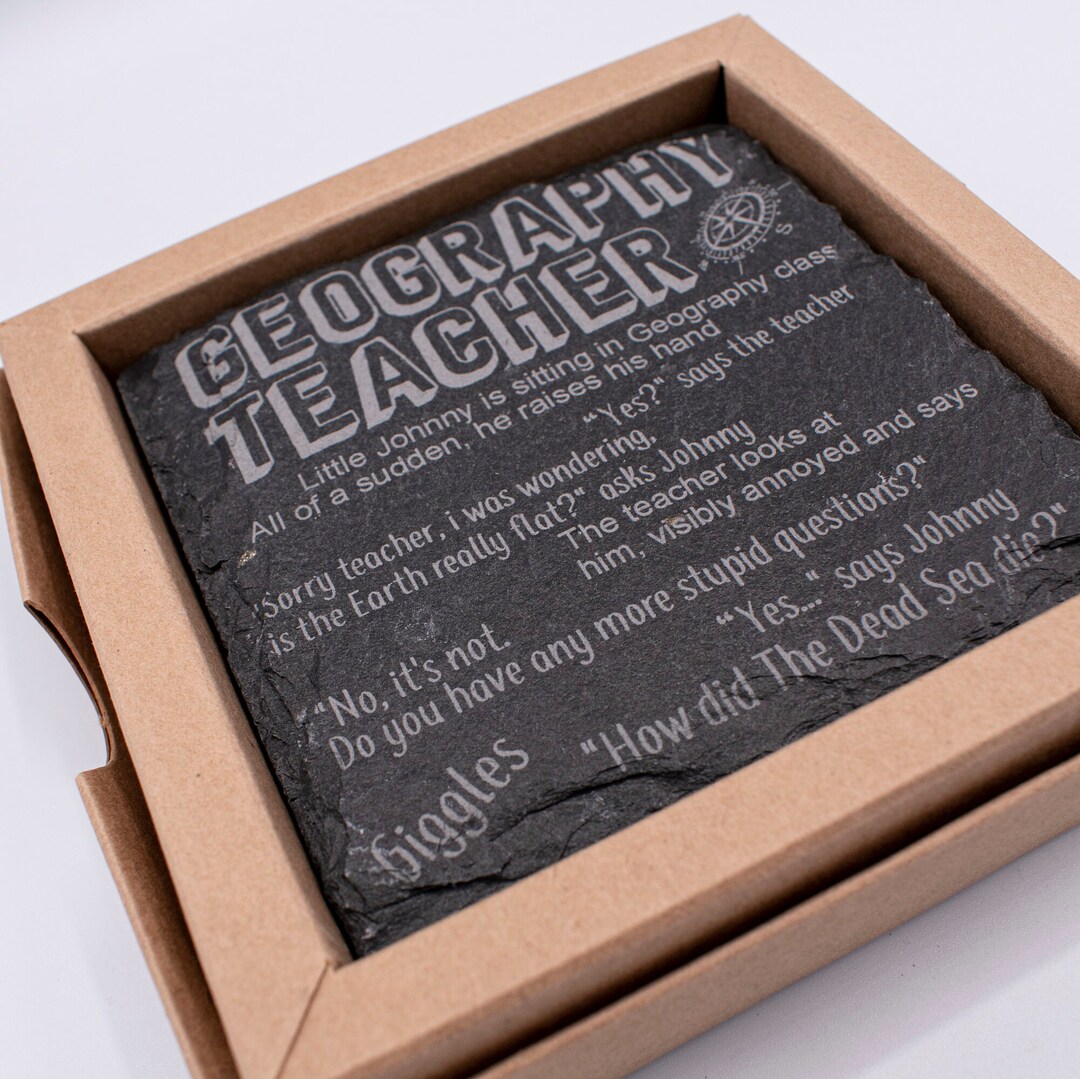Geography Teacher Joke Slate Coaster Gift With Eco Gift Box - Etsy
