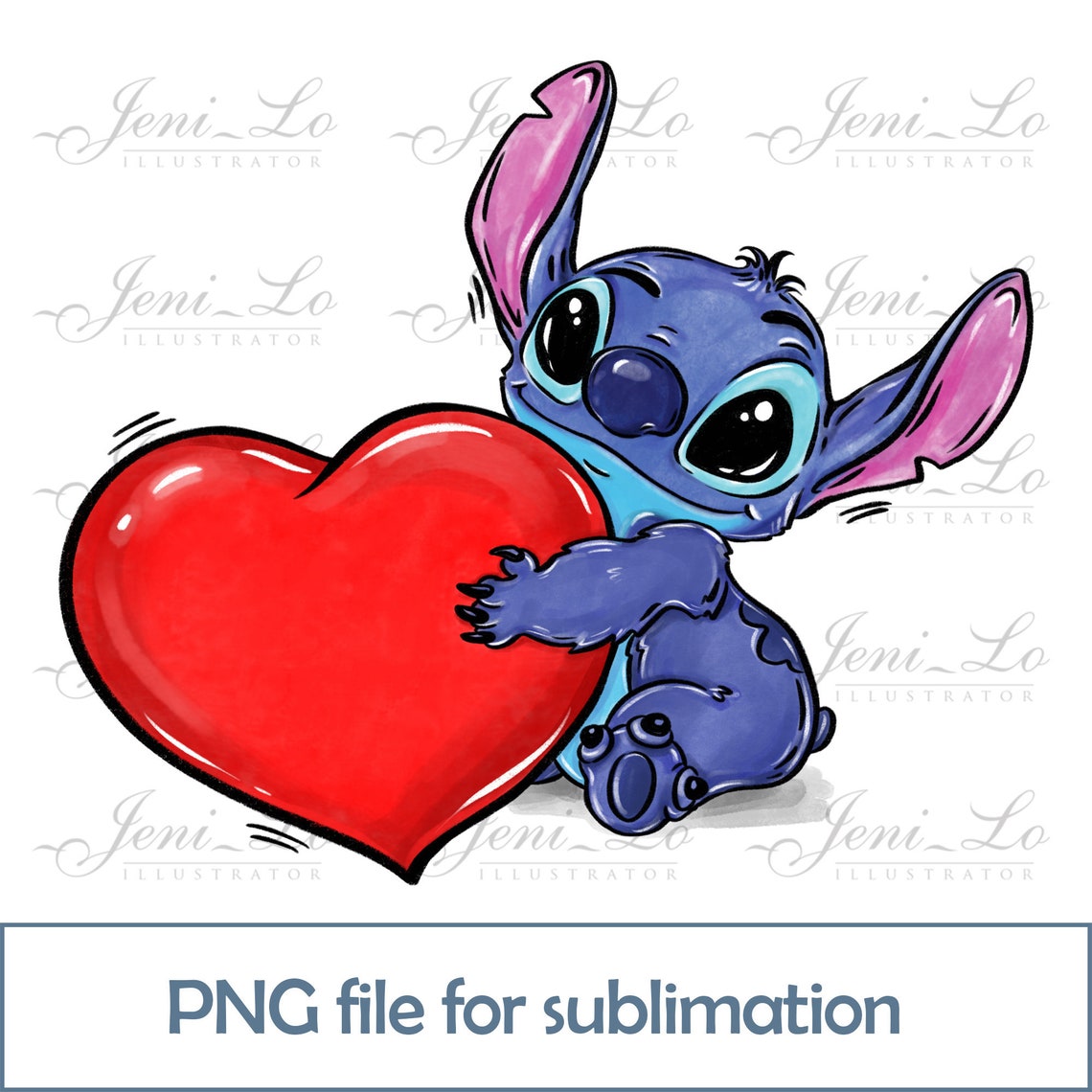 Stitch with heart PNG file for Sublimation Alien Design for | Etsy