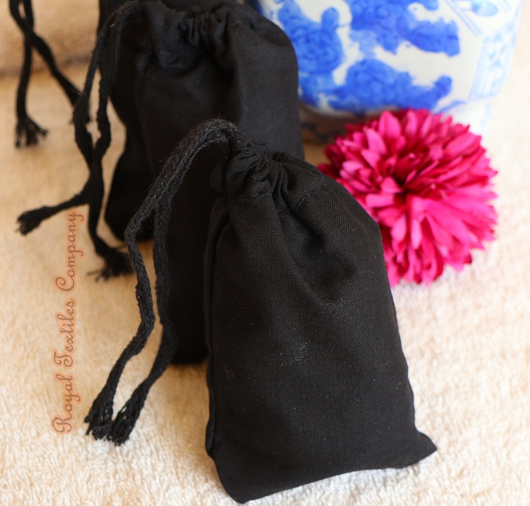 W5cmh7cm Black Cotton Single Drawstring Bags Reusable Storage Bags 2x3 ...