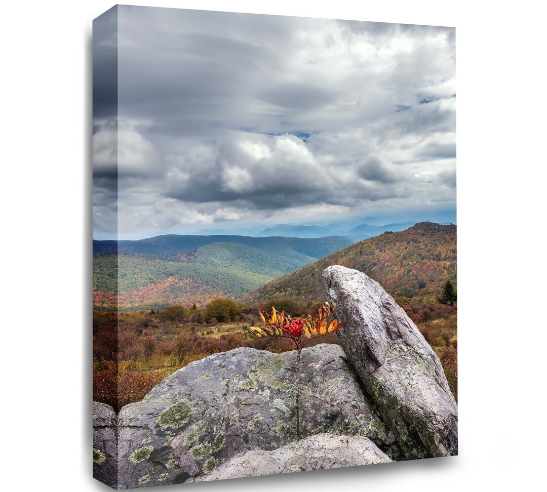 Blue Ridge Mountain Wall Art in Autumn | Canvas Grayson Highlands Decor ...
