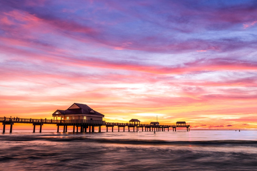 Clearwater Beach Sunset Canvas Art | Pier 60 Florida Landscape - Etsy