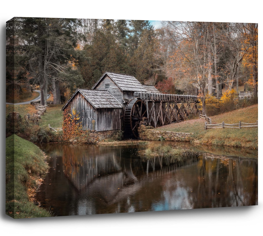 Mabry Mill Fall Blue Ridge Mountain Wall Art Canvas Wall Decor ...