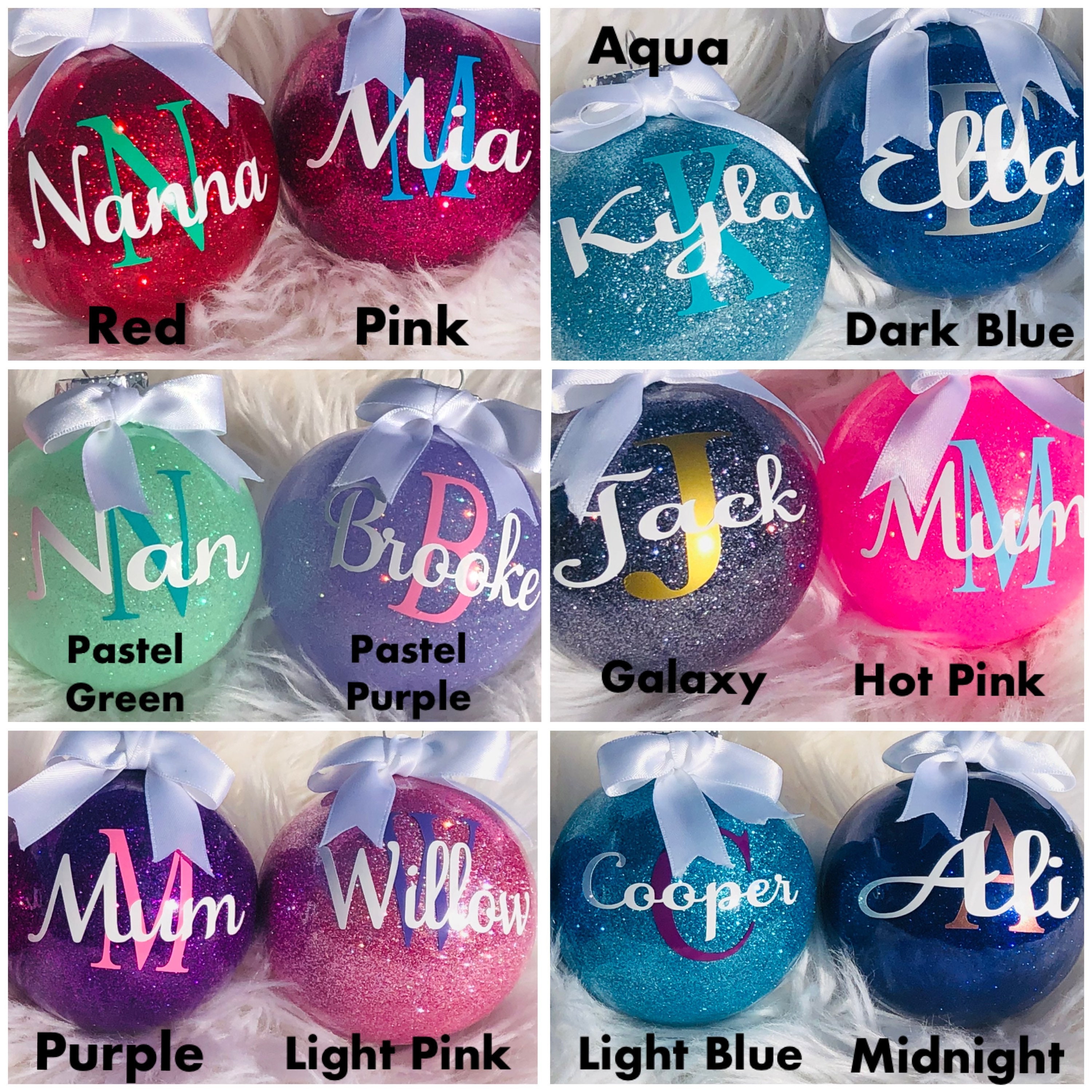 Personalised Christmas Bauble / Christmas Glitter Baubles / - Etsy ...