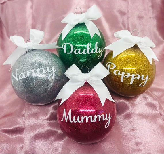 Personalised Christmas Bauble / Christmas Glitter Baubles / - Etsy ...