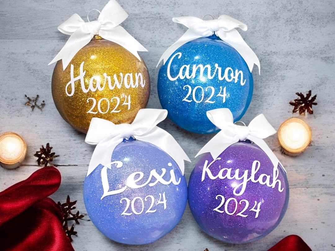 Personalised Christmas Bauble / Christmas Glitter Baubles ...