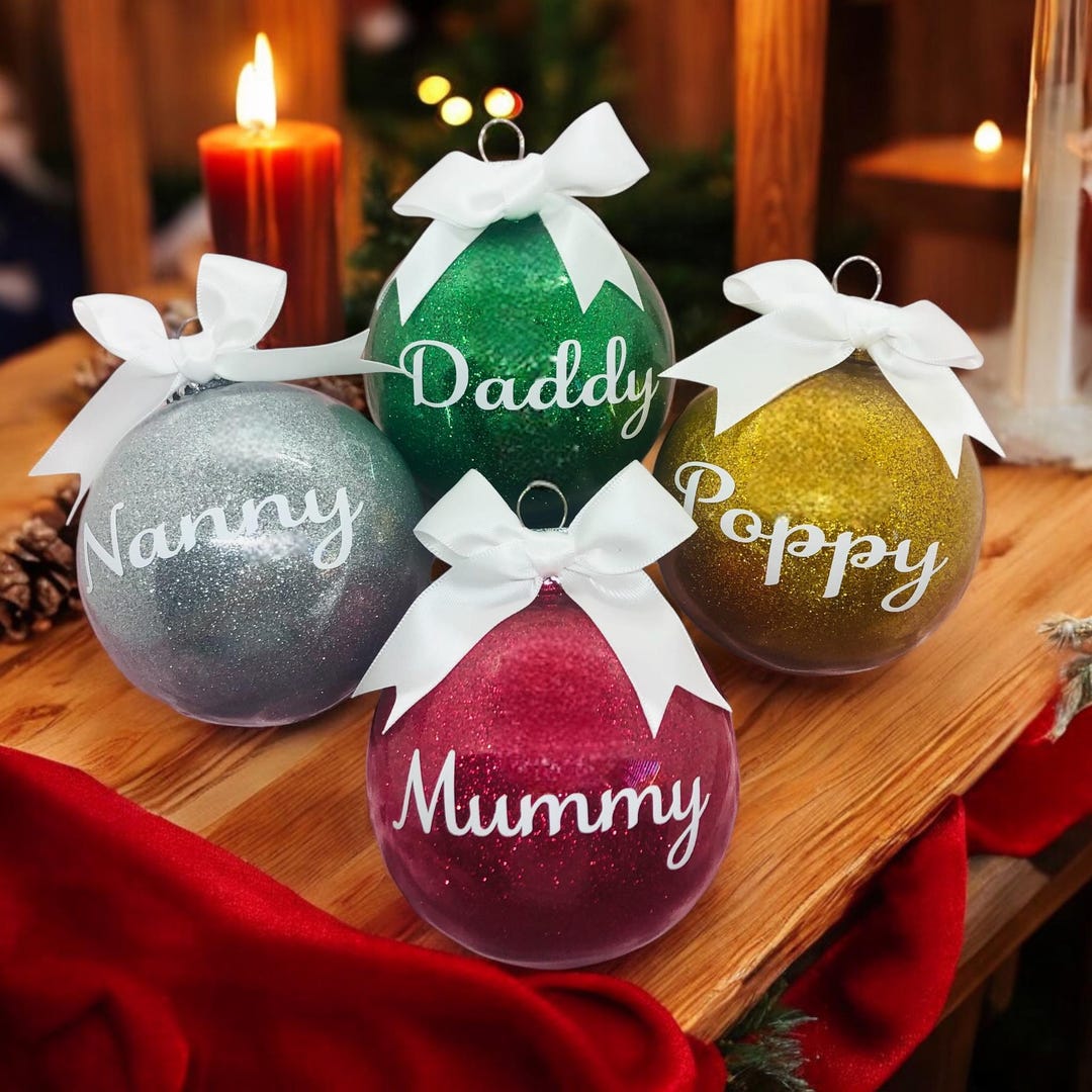Personalised Christmas Bauble / Christmas Glitter Baubles / Christmas ...