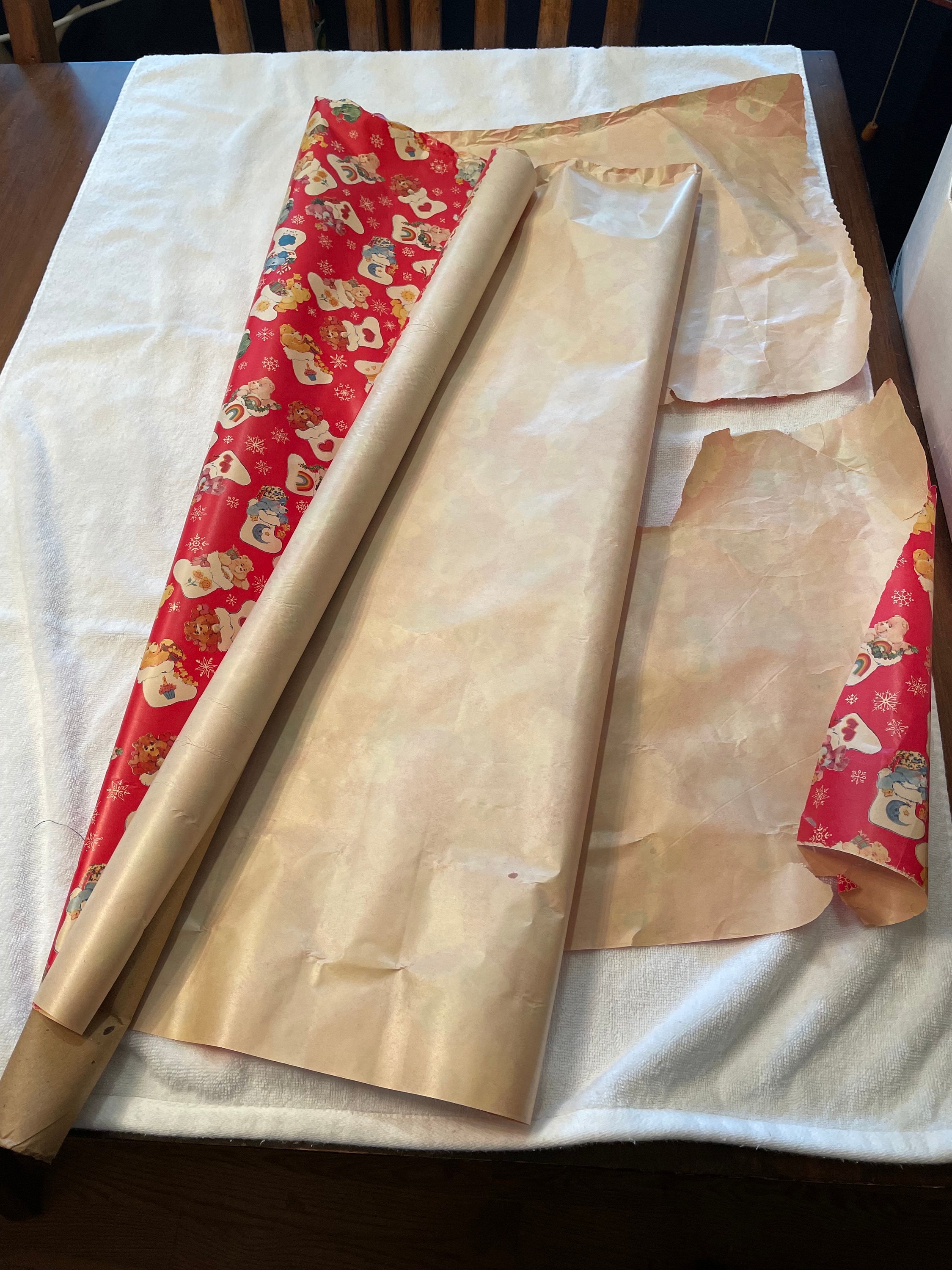 1984 Care Bears Christmas Gift Wrap Vintage Red With Care Bears in ...