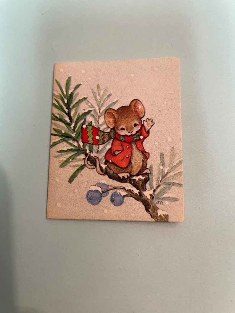 Old Hallmark Christmas Card 1970s Est. Tiny Small With Mouse 2" Blank ...