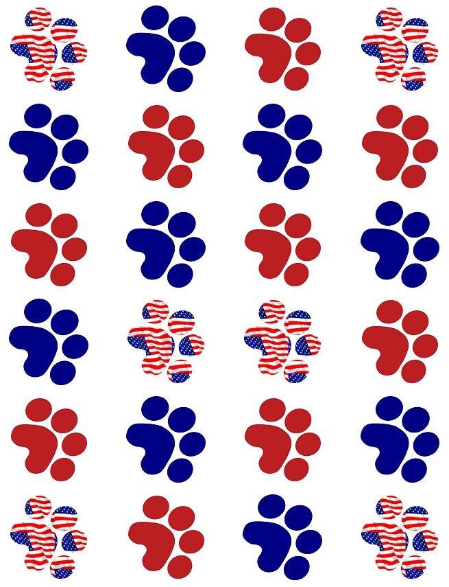 Paw Print Round Sticker Set Patriotic Independence Veteran Etsy