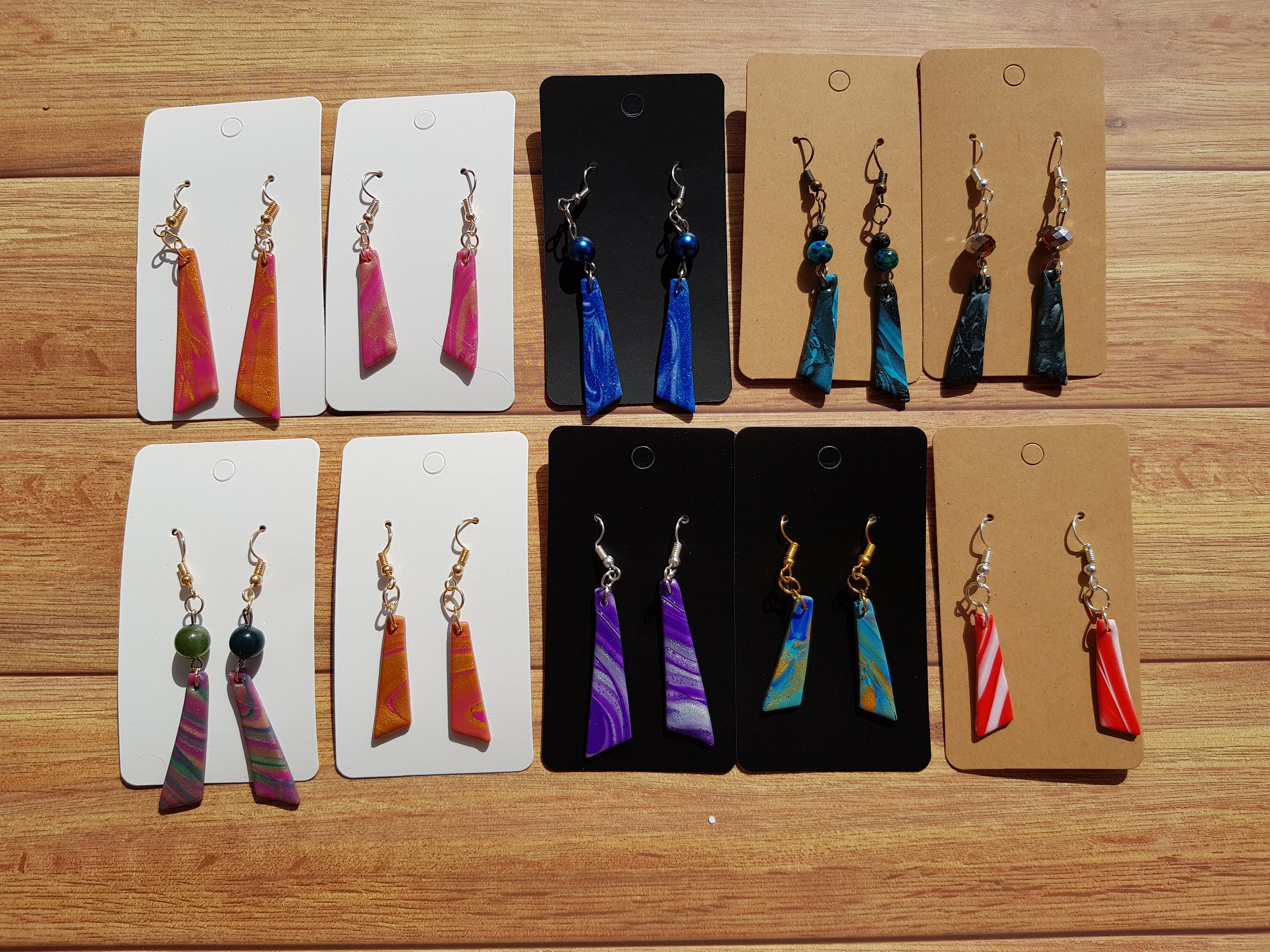 Statement Pointed Teardrop Dangly Earrings Polymer Clay | Etsy UK