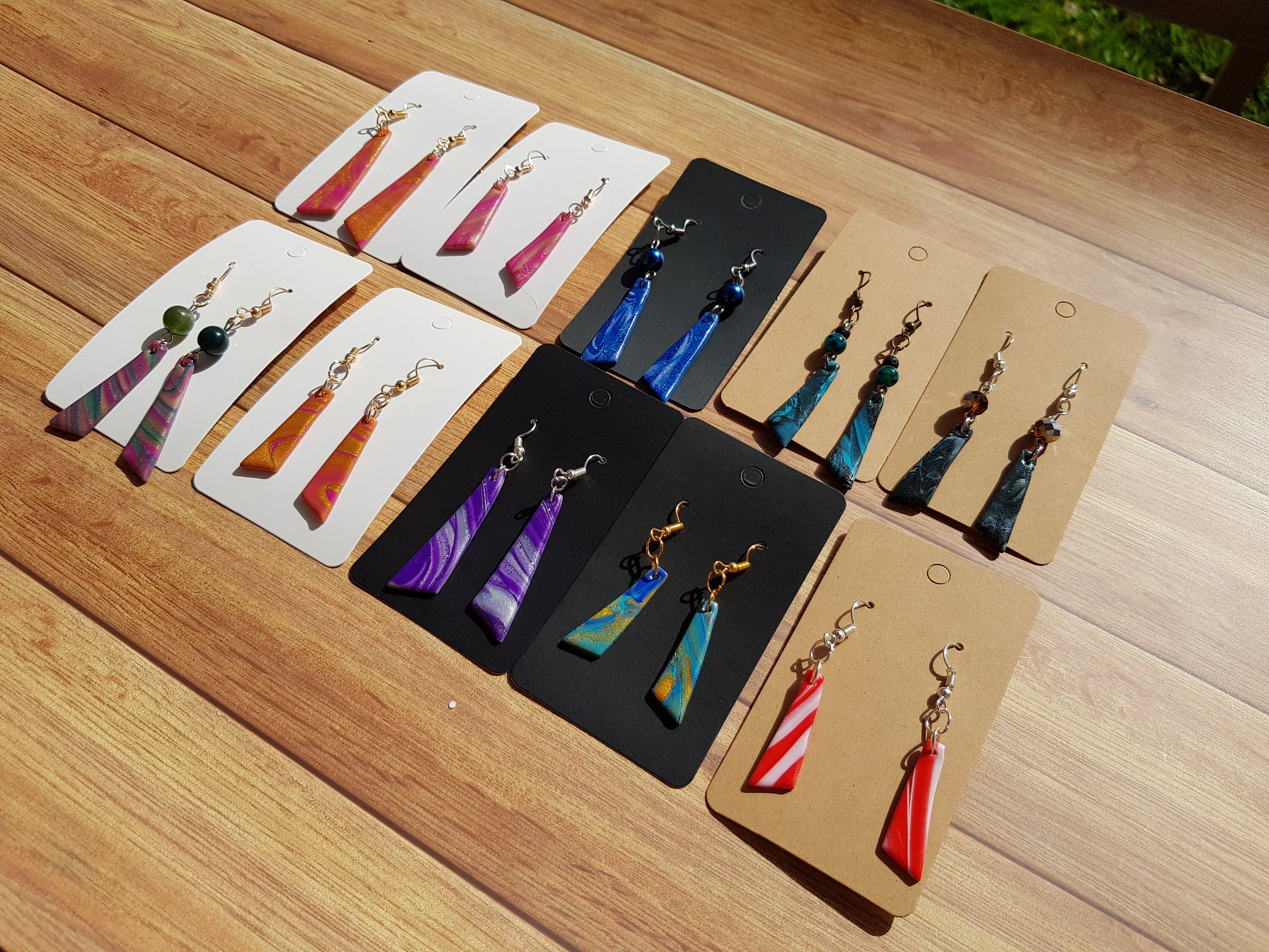 Statement Pointed Teardrop Dangly Earrings Polymer Clay | Etsy