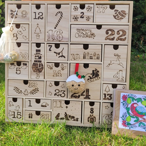 Wooden Reusable Advent Calendar - Etsy UK