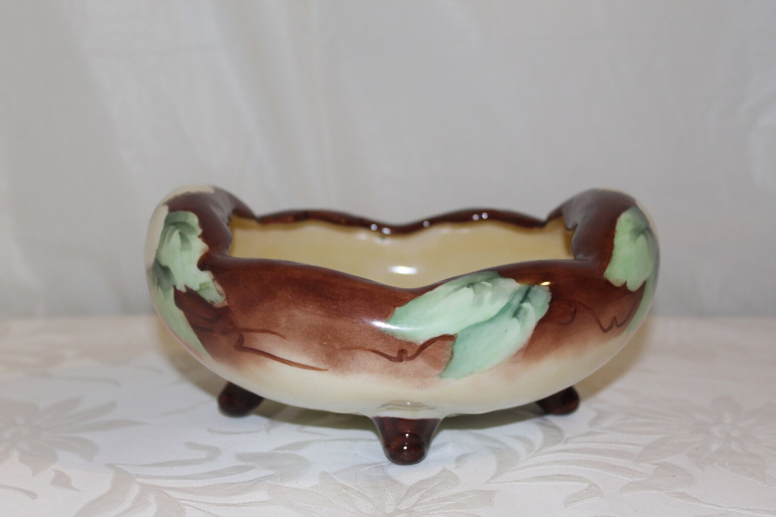 Antique Bavarian Hand Painted Acorn Motif Footed and Scalloped Fine ...