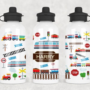 Personalised Trains Water Bottle, School Water Bottle, Personalised ...