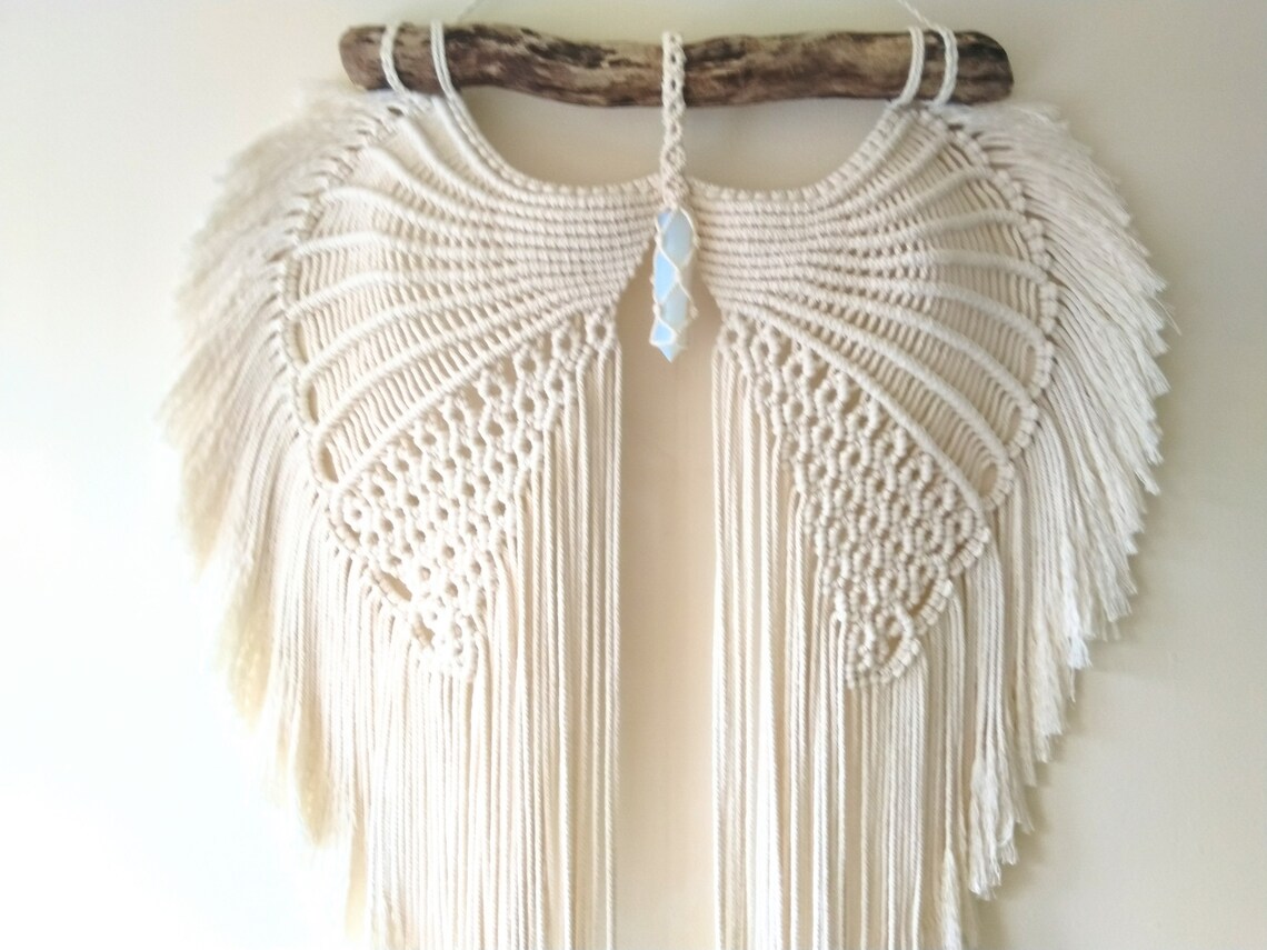 Large Macrame Angel Wings, Opalite Macrame Wall Hanging - Etsy