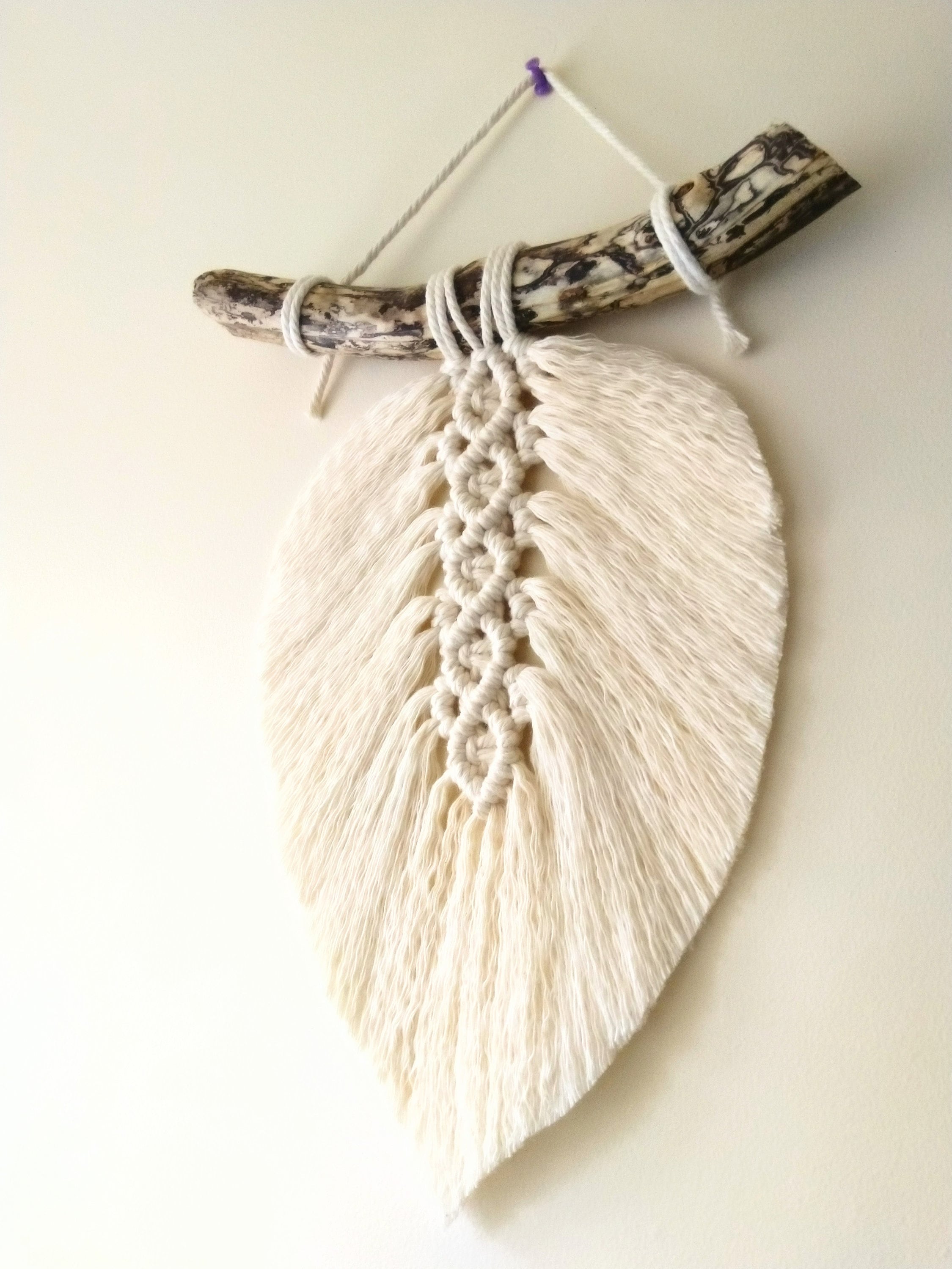 Large Macrame Angel Feather Wall Hanging, Large Macrame Feather, Large ...