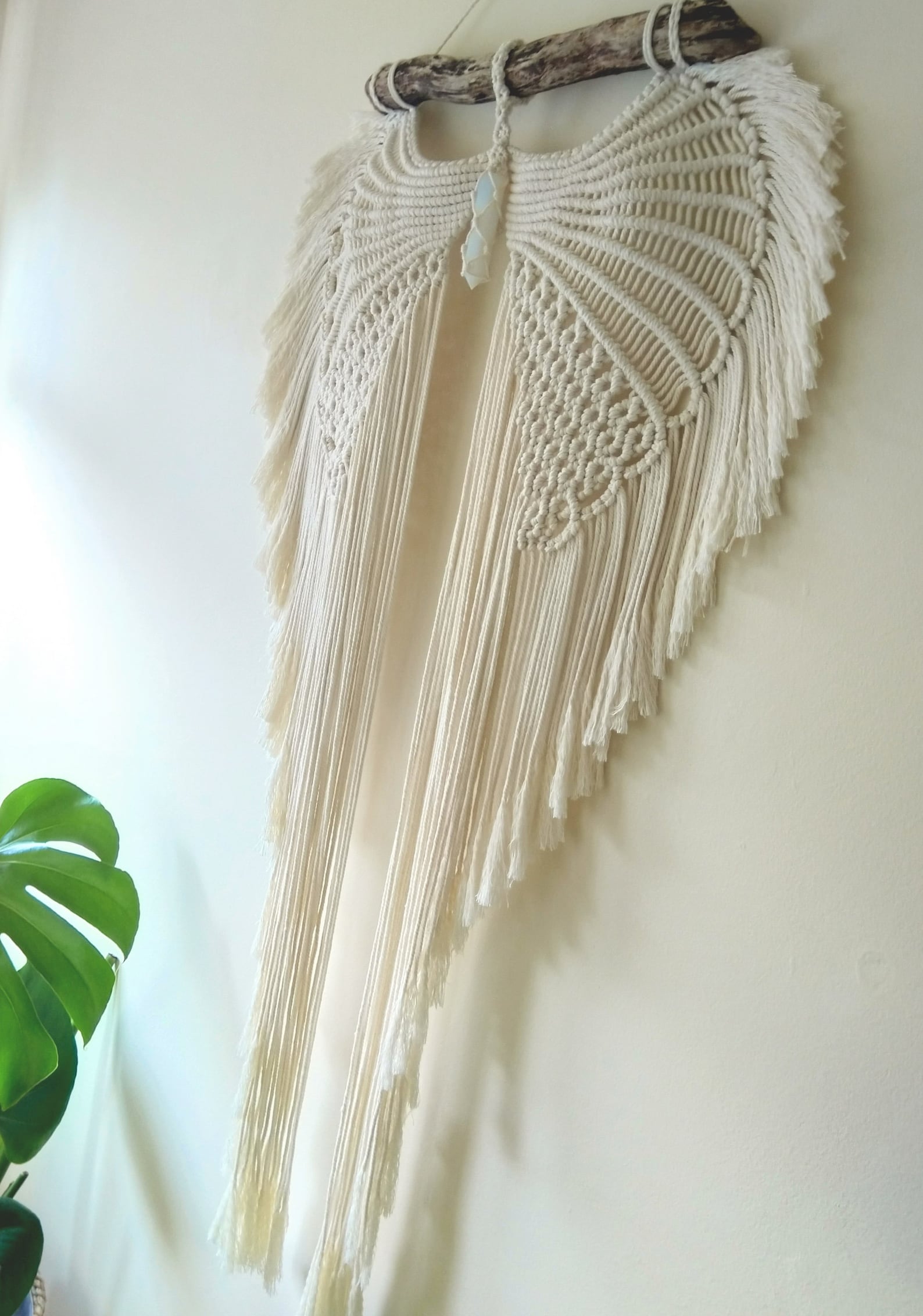 Large Macrame Angel Wings, Opalite Macrame Wall Hanging - Etsy