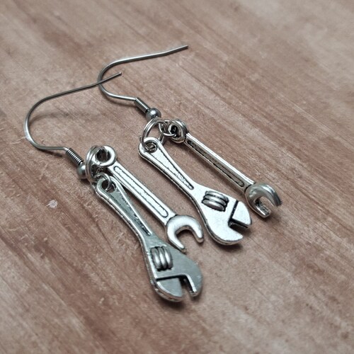 Sterling Silver Wrench Earrings Tool Earrings Gift for Her / - Etsy