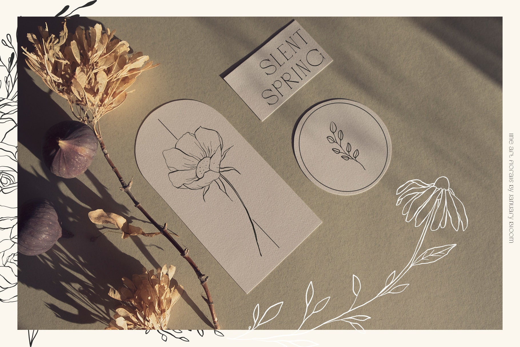 Fine Art Floral Line Art Clipart Botanical Illustration Hand Drawn ...