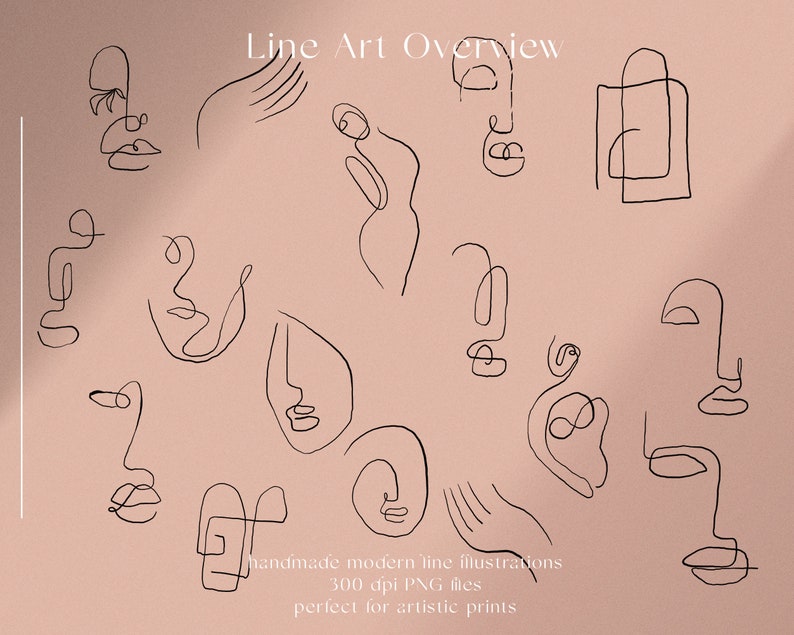 Feminine Abstract Line Art Illustrations | clipart for Print & Design ...