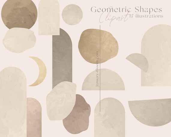 Abstract Shapes Organic Earth Tone Geometric Mixed Media - Etsy