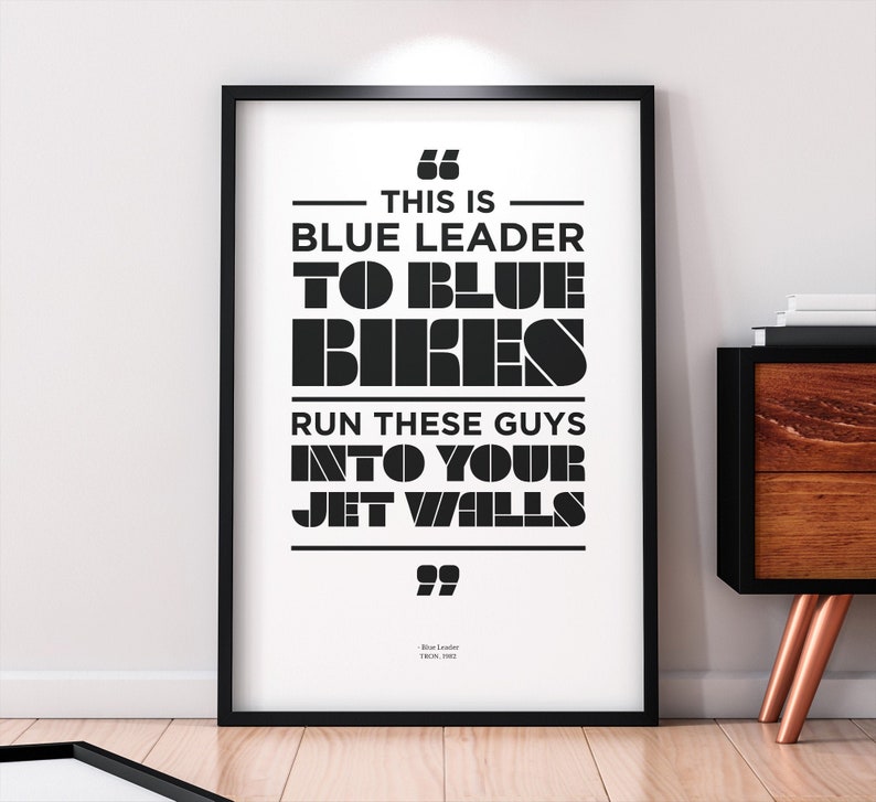 TRON Movie Quote Poster Print 'BLUE LEADER' Typography - Etsy