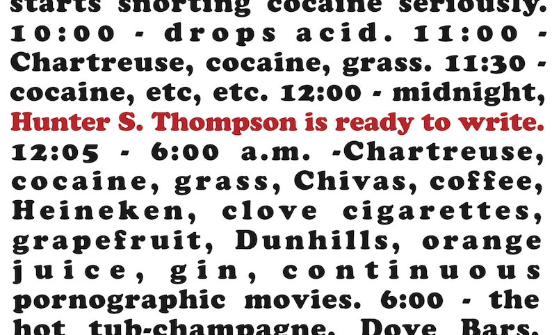 Cool Hunter Thompson DAILY ROUTINE, Original Design, Famous Quote, Art ...