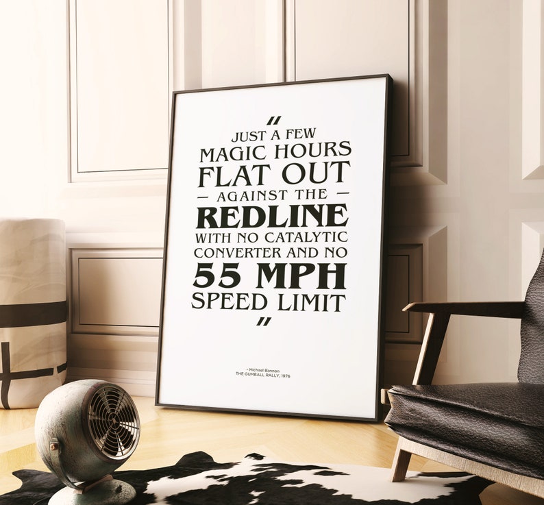 The Gumball Rally Movie Quote Poster 'FLAT OUT' Printable Art ...