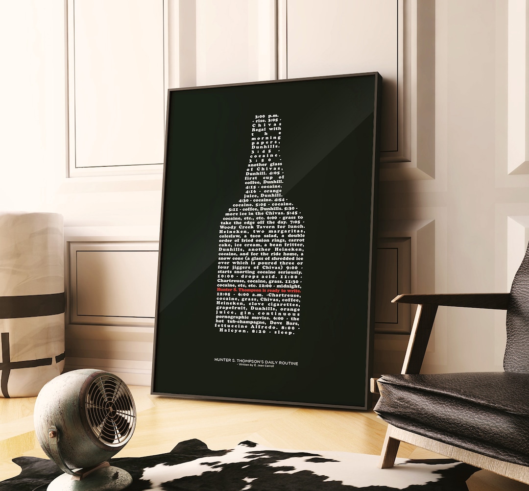 Cool Hunter Thompson DAILY ROUTINE, Original Design, Famous Quote, Art ...