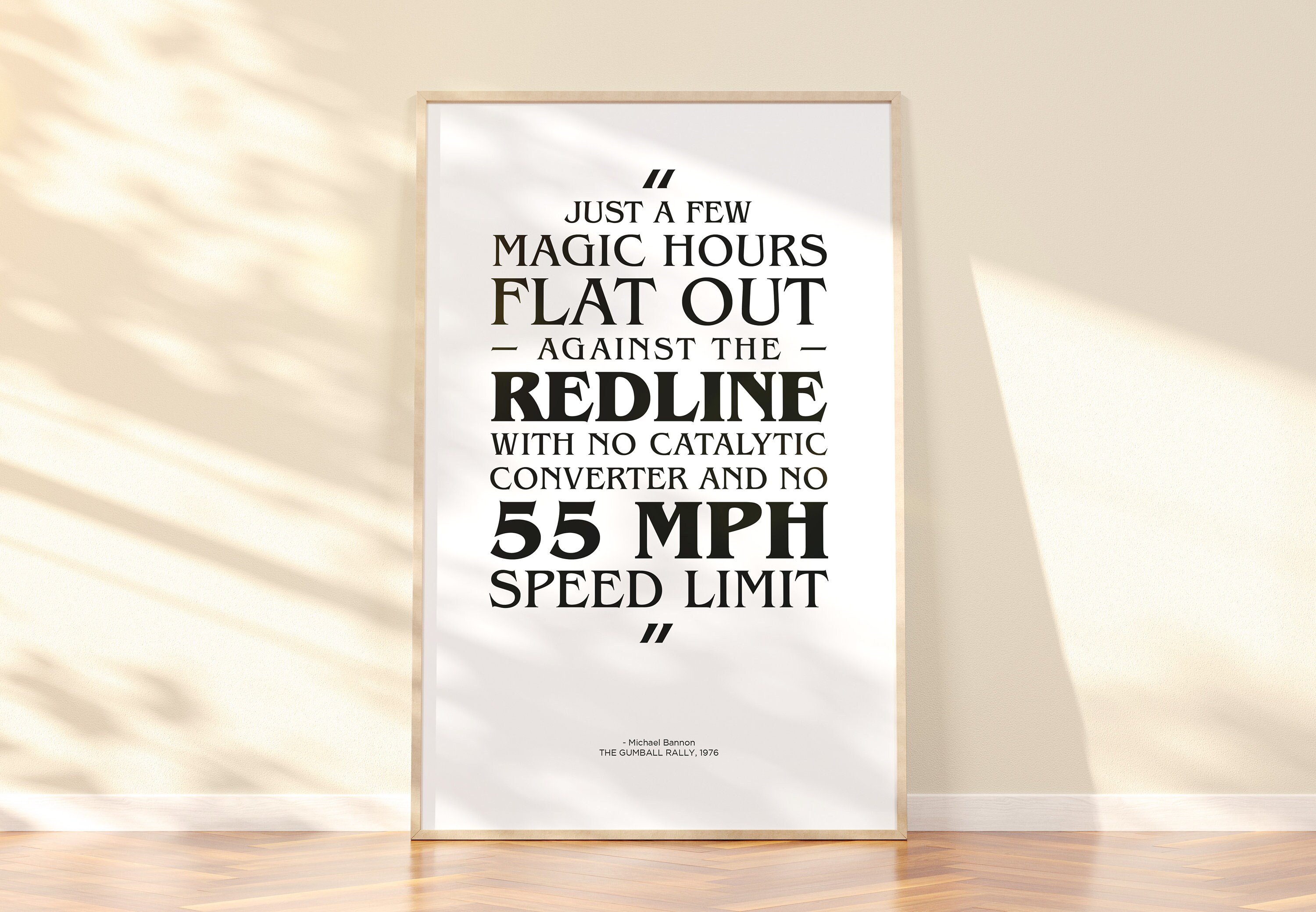 The Gumball Rally Movie Quote Poster 'FLAT OUT' Printable Art ...