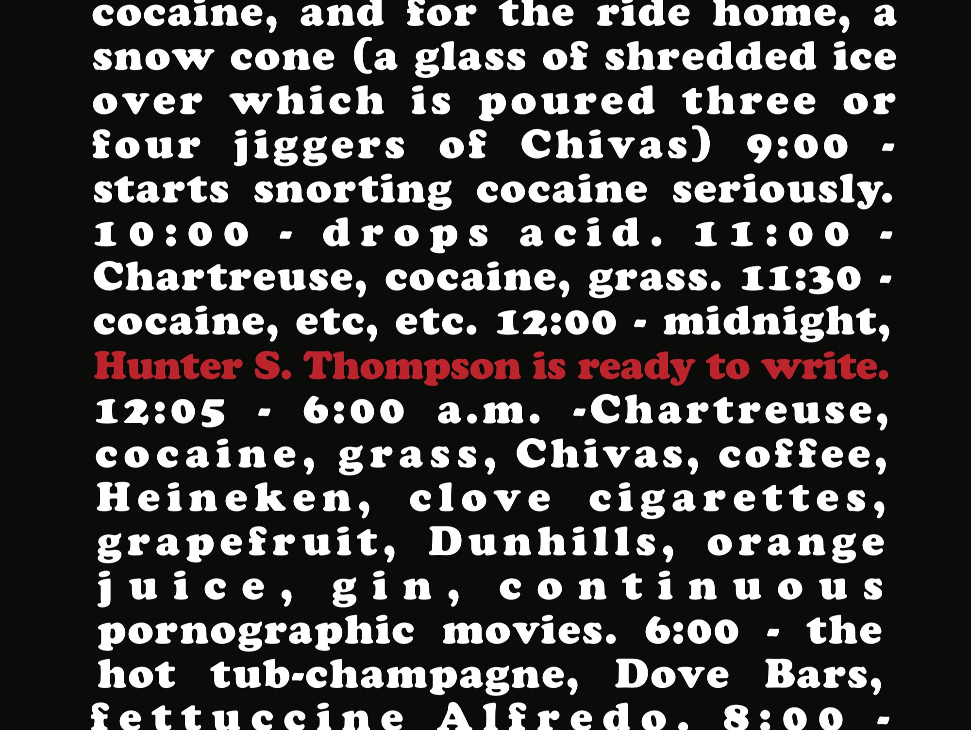 Cool Hunter Thompson DAILY ROUTINE, Original Design, Famous Quote, Art ...