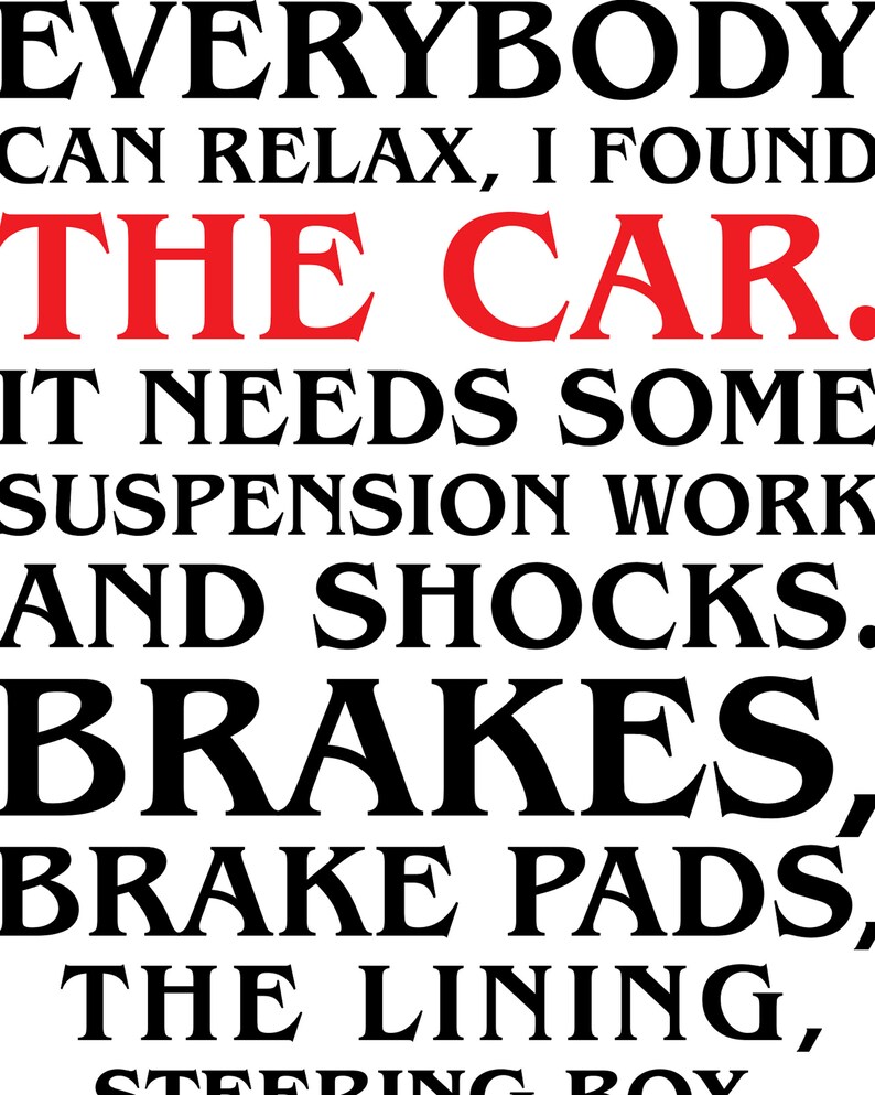 GHOSTBUSTERS Movie Quote Poster Print 'found the Car' Typography ...