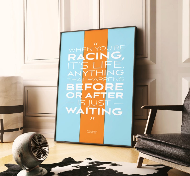 LE MANS Movie Quote Poster 'racing Life' Steve Mcqueen Classic Print ...