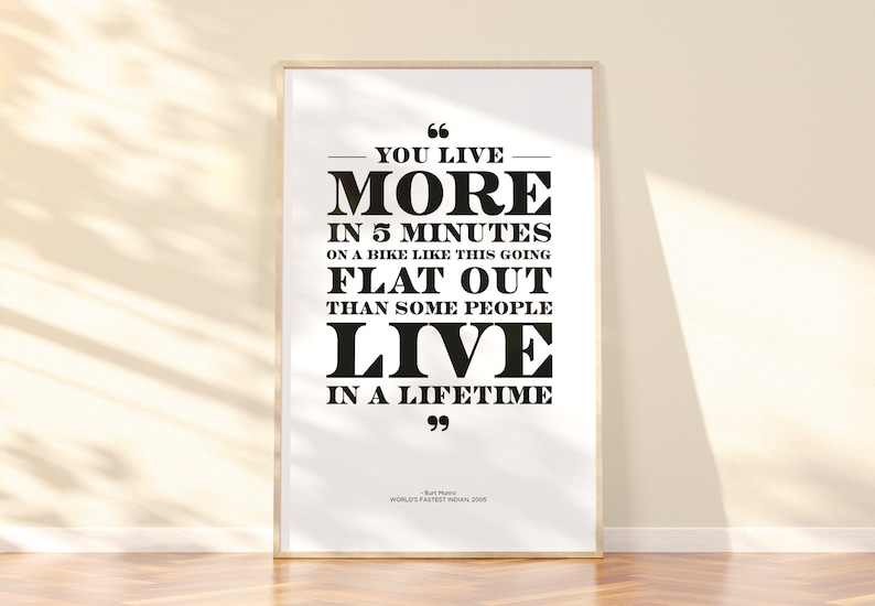 Burt Munro Worlds Fastest Indian Movie Quote Poster Live More In 5