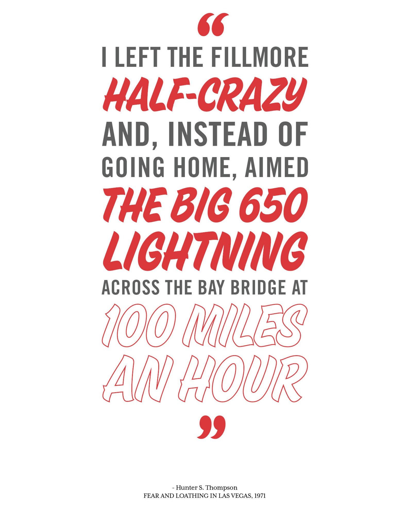 Hunter S Thompson Fear & Loathing Quote Poster Print '650 - Etsy Australia