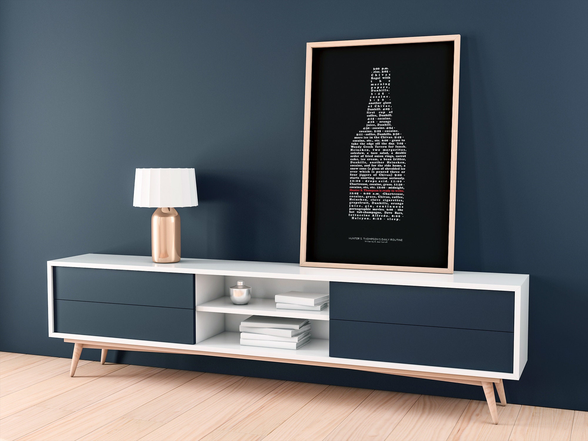 Cool Hunter Thompson DAILY ROUTINE, Original Design, Famous Quote, Art ...