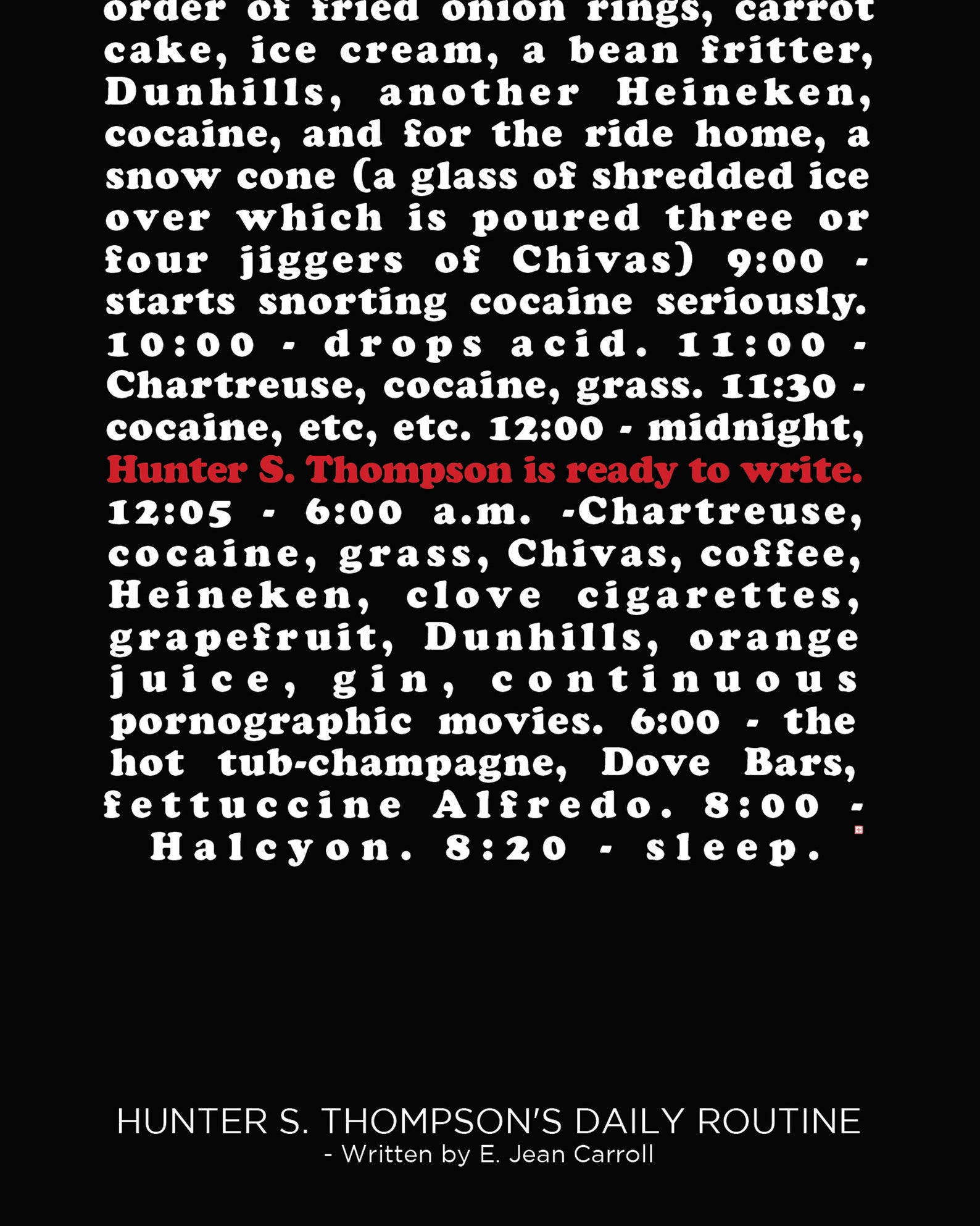 Cool Hunter Thompson RUTINA DIARIA Diseño original Cita - Etsy España