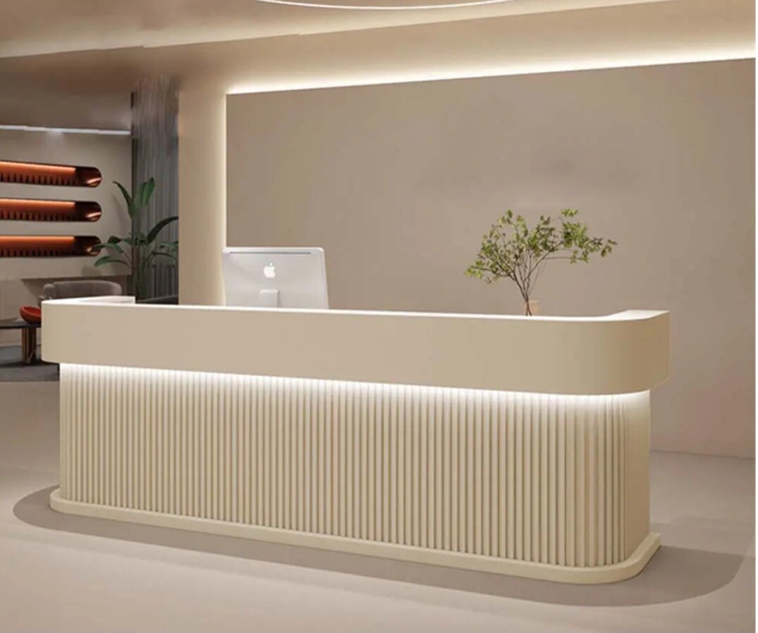 Modern Slat Office Desk, Work Desk, Modern Furniture, Reception Desk ...