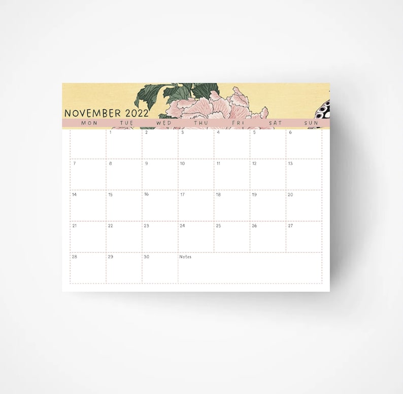 November and December 2022 Printable Calendar Edo Art - Etsy