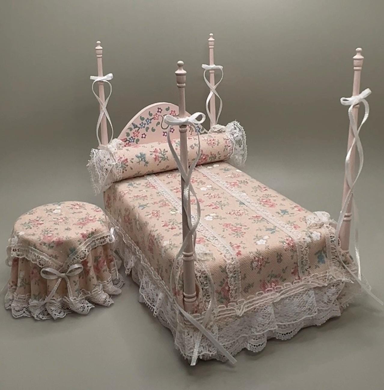 1:12 Vintage Artisan Pitty Pat Dollhouse Bedroom Furniture~floral Set ...