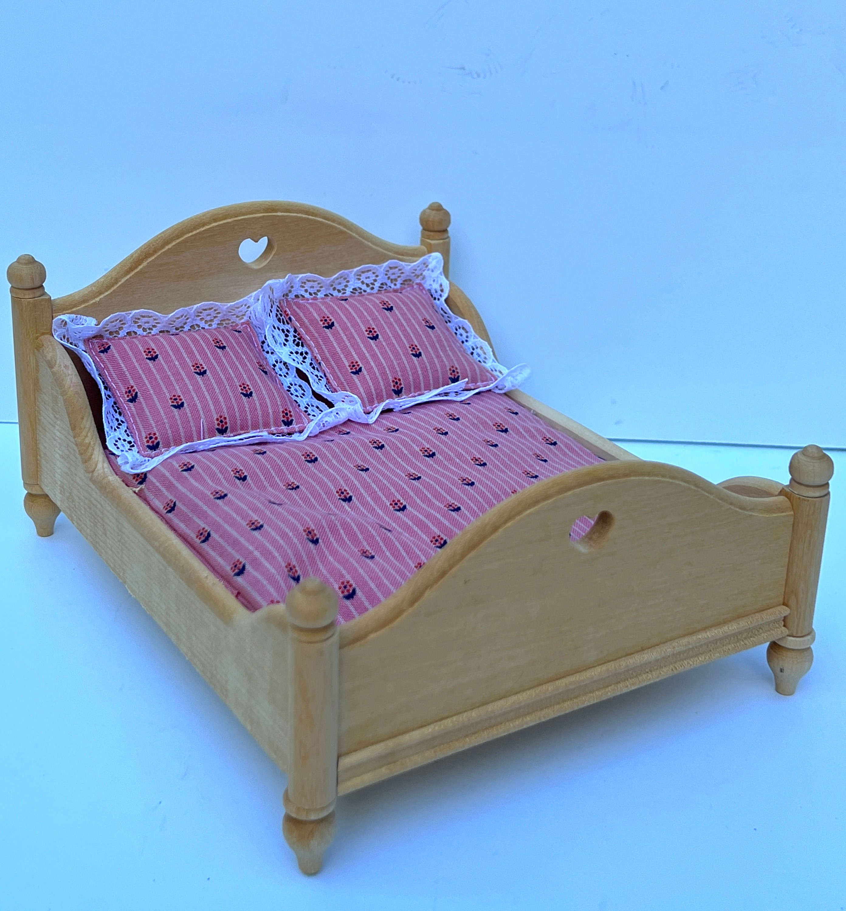 Bodo Hennig Vintage Wooden Dollhouse Miniature Bed With Bedding - Etsy