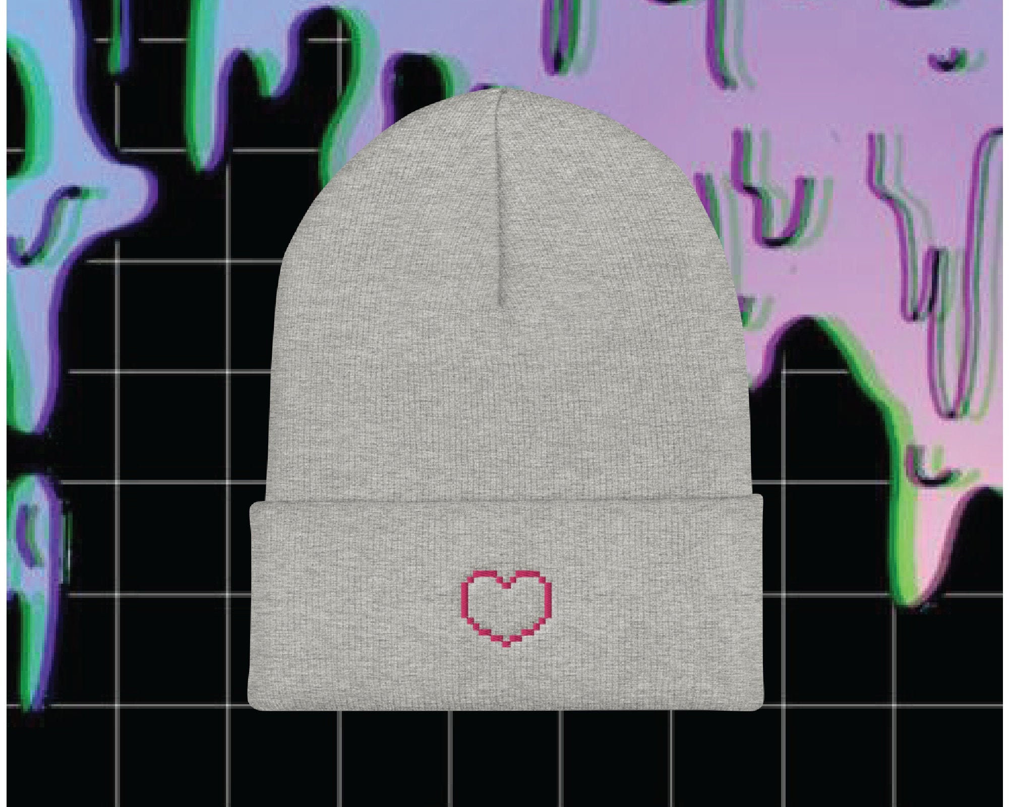 Cute Beanie Kawaii Beanie Winter Hat Beanie Pixel Heart - Etsy