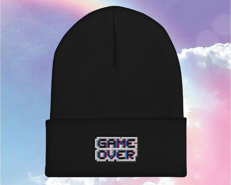 Cute Beanie, Game Over Beanie, Gamer Beanie, Aesthetic Clothing - Etsy