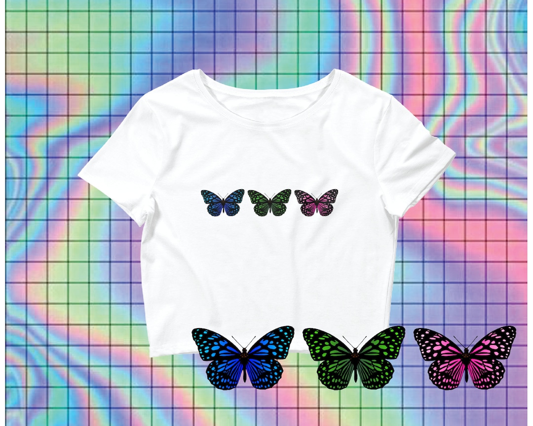 Butterfly Crop Top, Cute Cropped Tee, Summer Top - Etsy