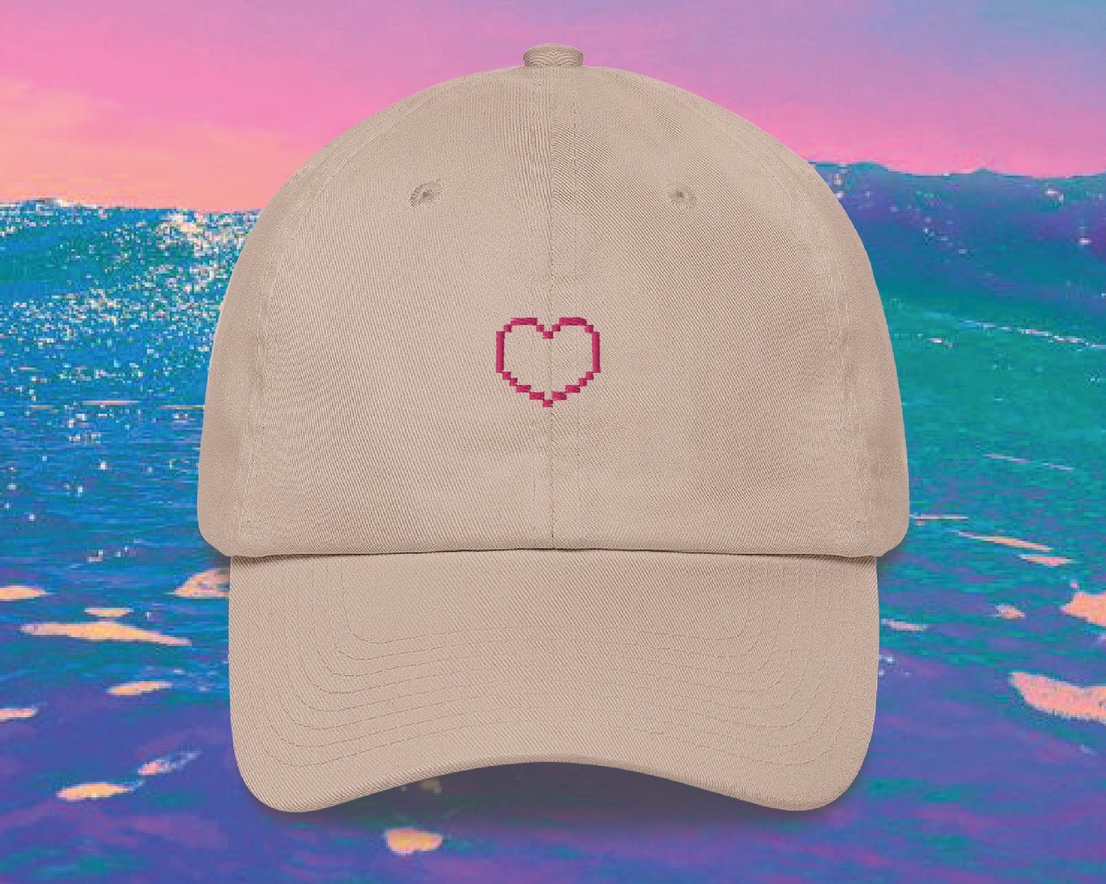Heart Dad Hat Cute Dad Hat Kawaii Pixel Heart - Etsy